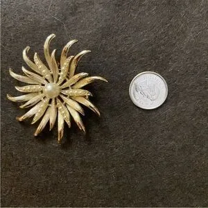 Lisner Jewelry | Jewelry | Gold Lisner Pearl Sunburst Brooch | Poshmark